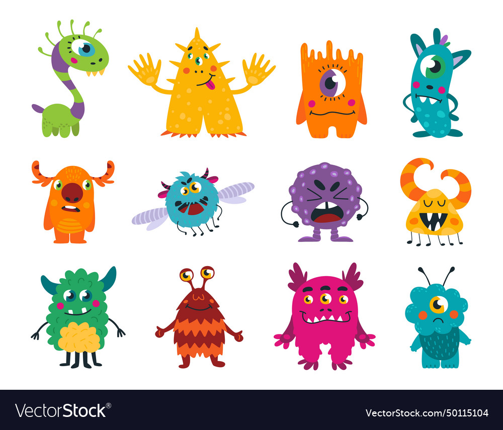 Cute Monster Cartoon Funny Monsters Royalty Free Vector