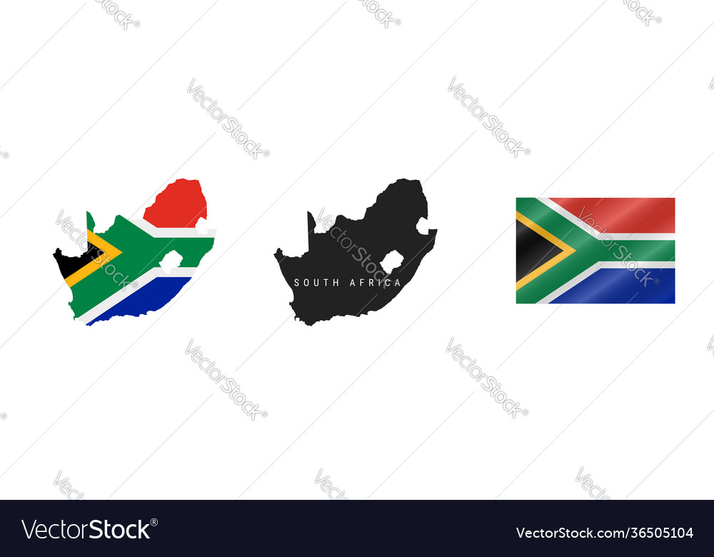 South africa detailed flag map detailed Royalty Free Vector