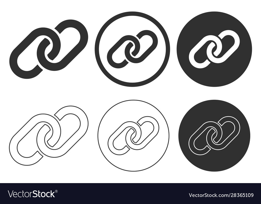 Chain link icon shape button set hyperlink Vector Image
