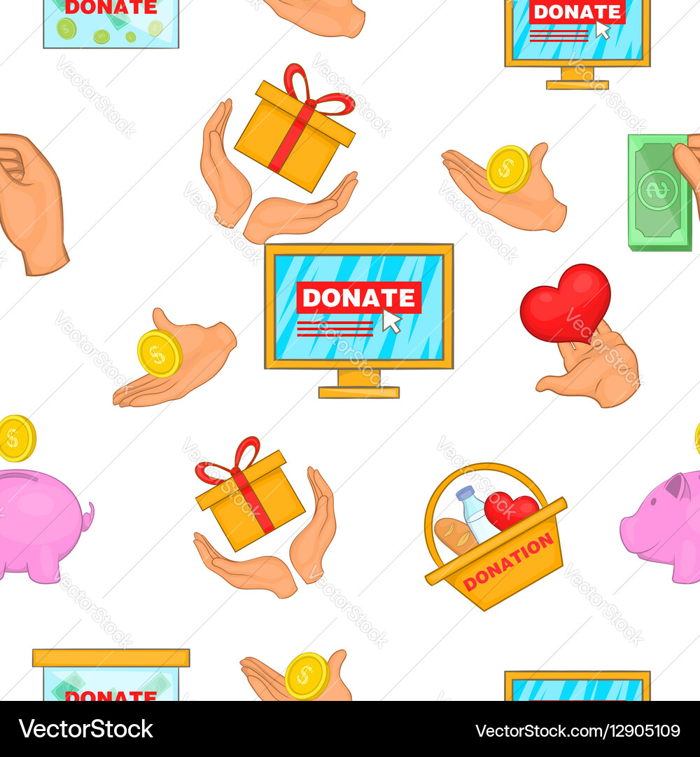 Donation pattern cartoon style Royalty Free Vector Image