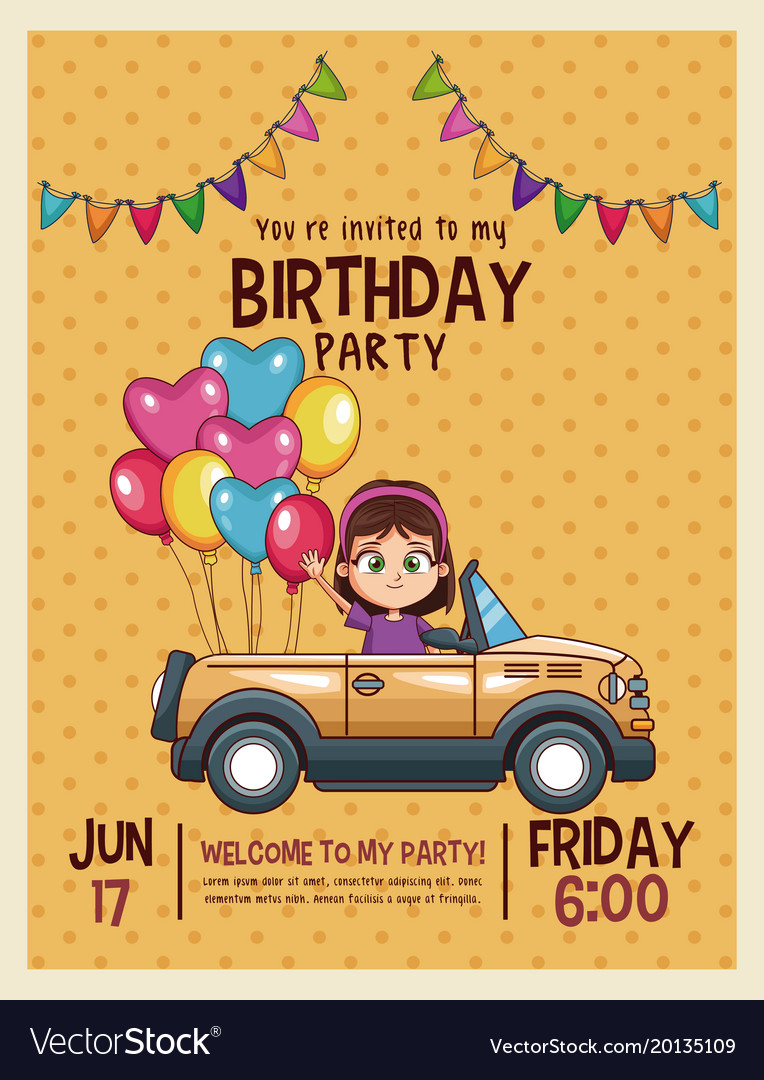 Kids Birthday Invitation Card Royalty Free Vector Image