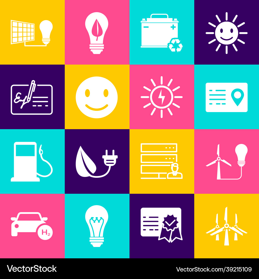 Set wind turbines light bulb with wind address Vector Image