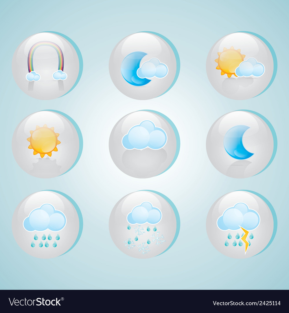 Beautiful weather icons in glass circles Vector Image