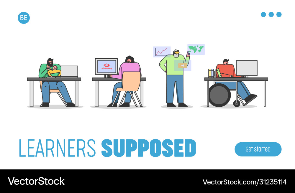 Concept of elearning website landing page people Vector Image