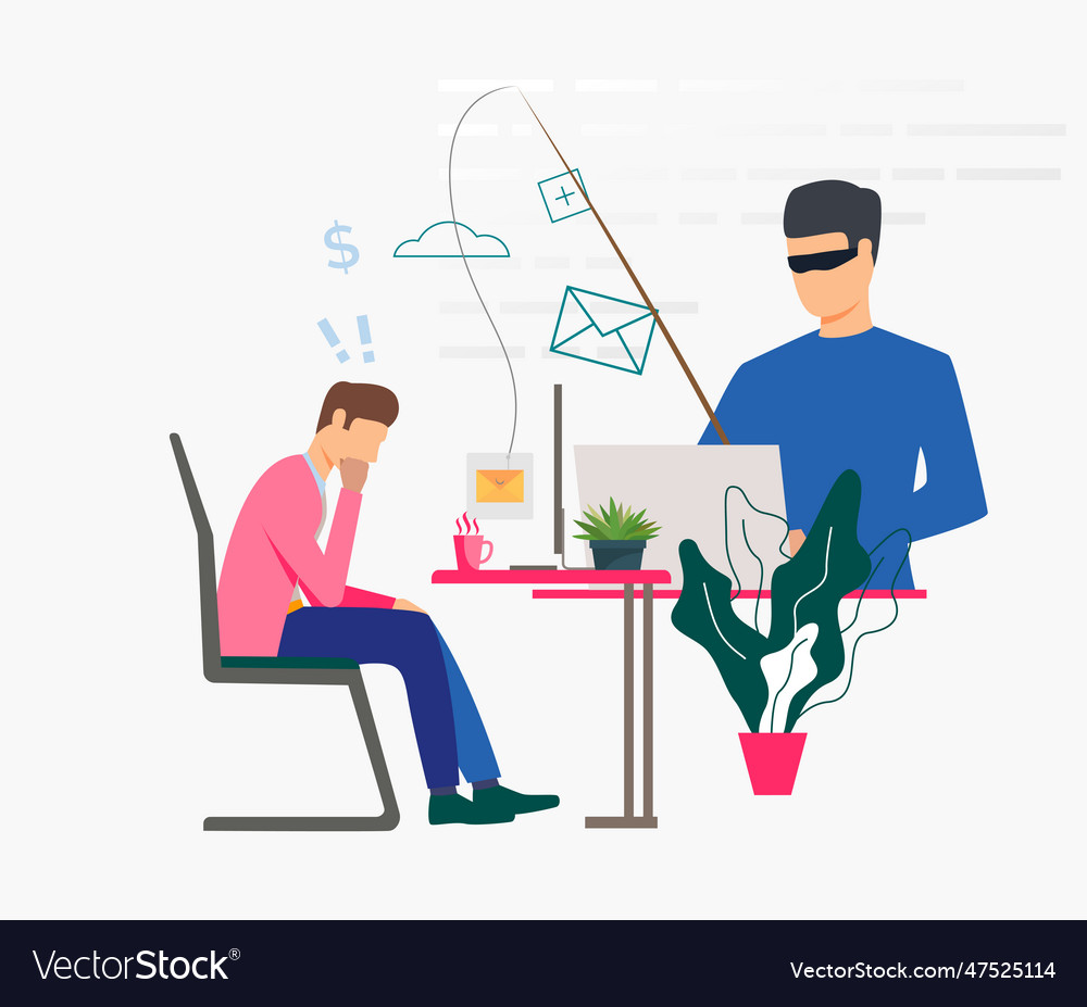 Cyber attacker hacking into email server Vector Image