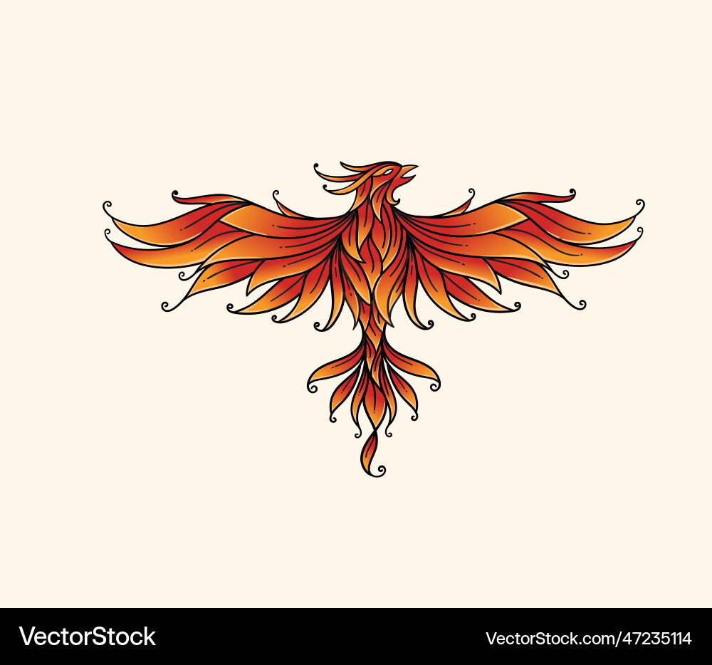 Decorative flying phoenix bird Royalty Free Vector Image