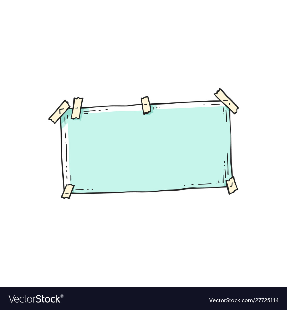 Rectangle blue sticky note stuck with pieces of Vector Image