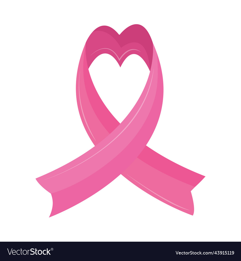 Breast cancer heart ribbon Royalty Free Vector Image
