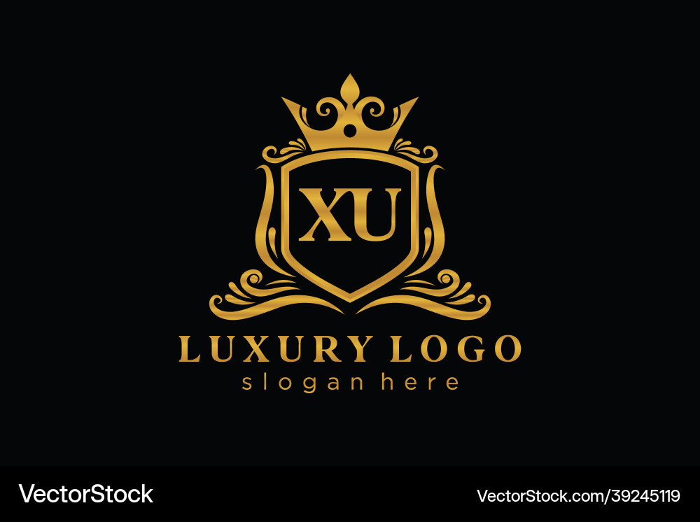 Initial xu letter royal luxury logo template Vector Image