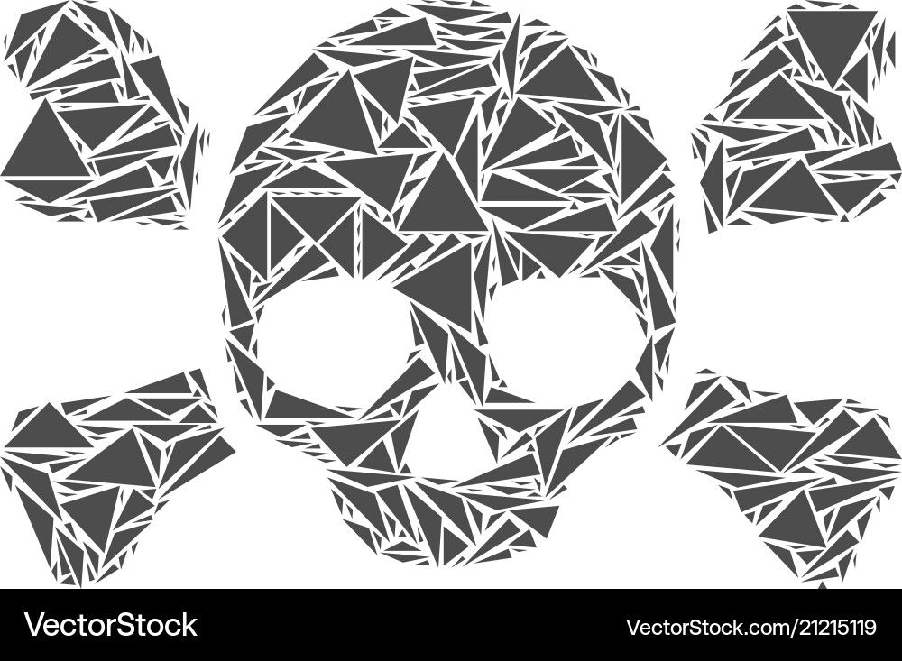 Skull crossbones collage of triangles Royalty Free Vector