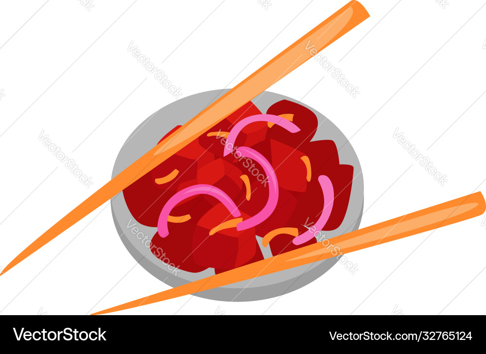Ahi poke on white background Royalty Free Vector Image