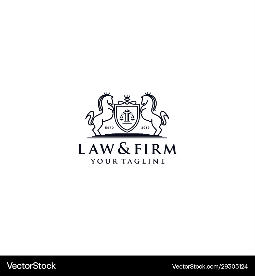 Heraldry logo design template idea with horses Vector Image