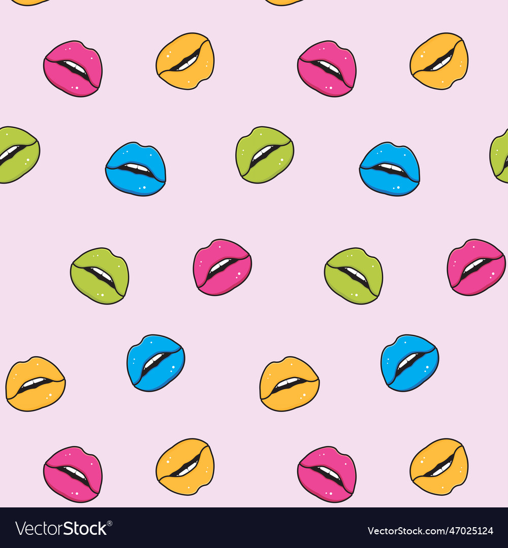 Seamless pattern multicolored lips Royalty Free Vector Image