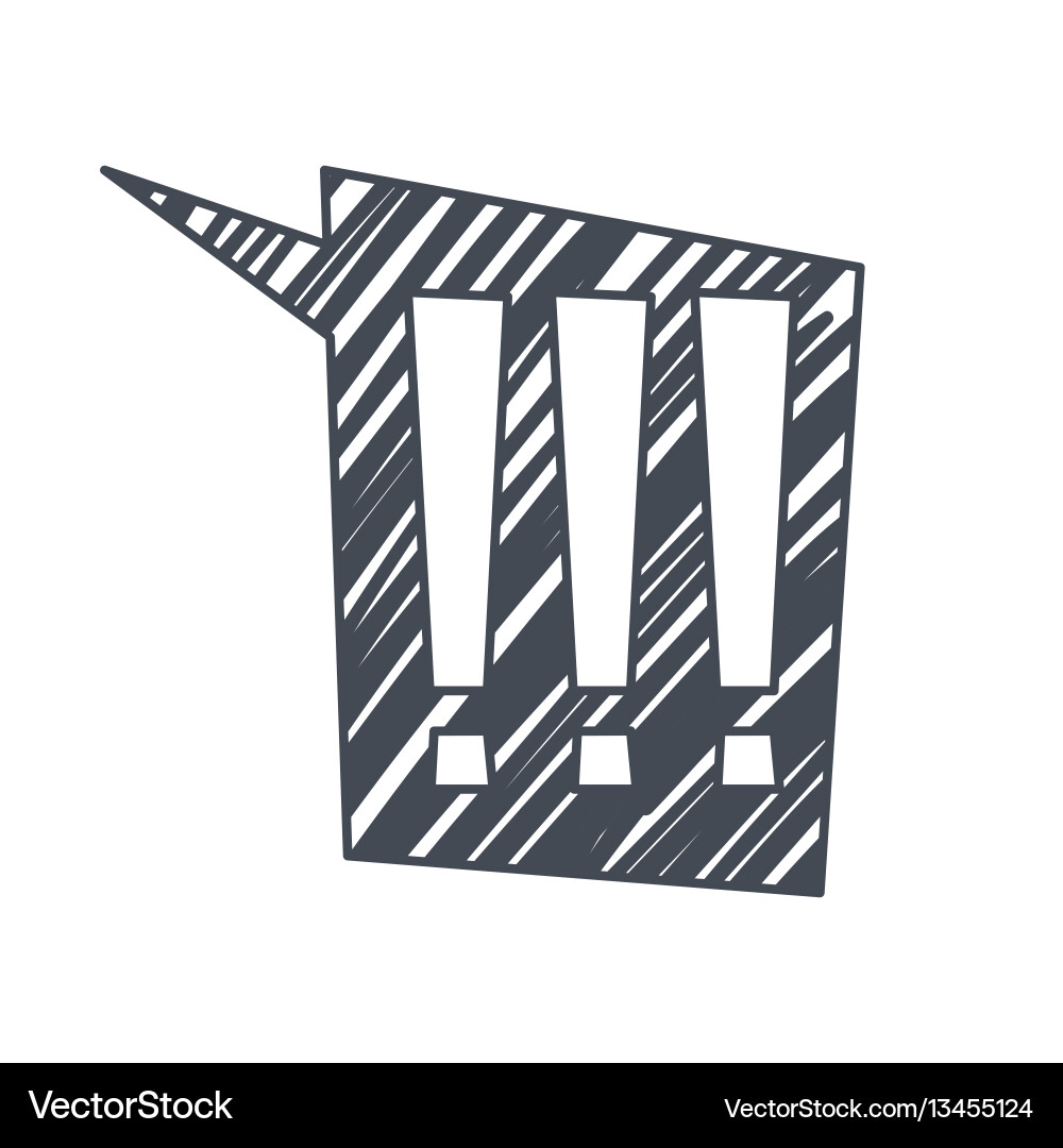 Three exclamation marks hand drawn comic speech Vector Image