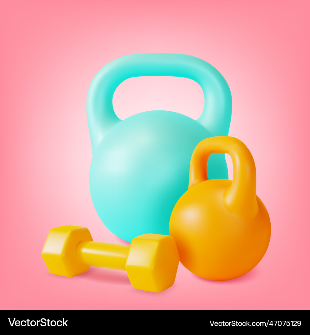 3d weights concept different barbell set cartoon Vector Image