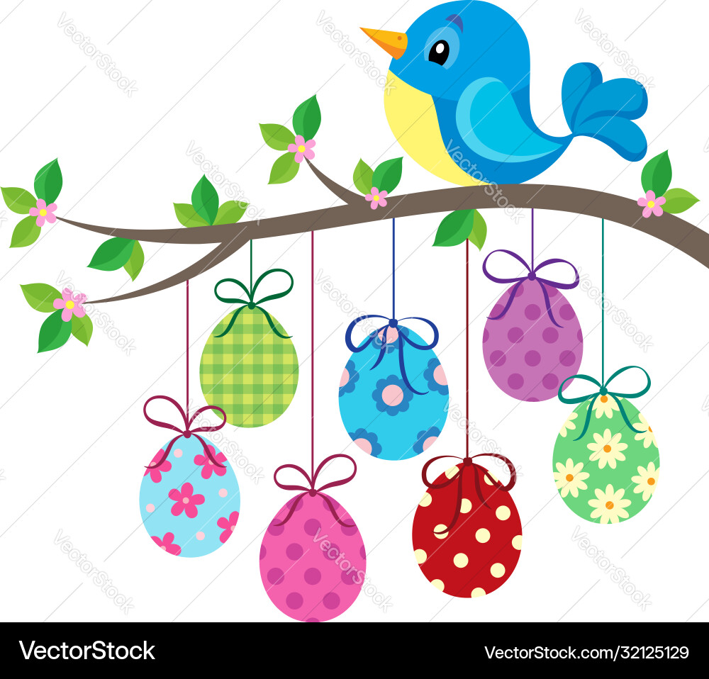Bird and easter eggs theme image 1 Royalty Free Vector Image