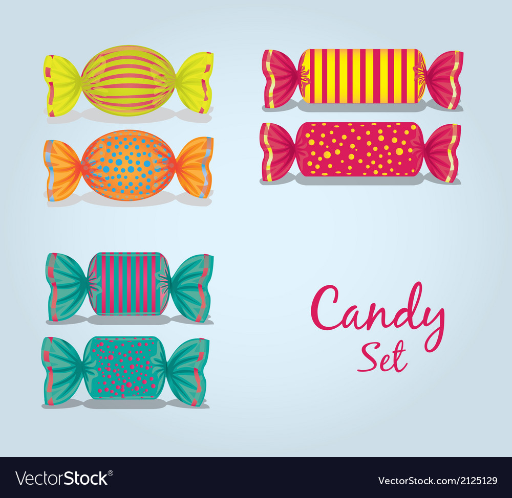 Candy set rectangular square oval lines and dots Vector Image
