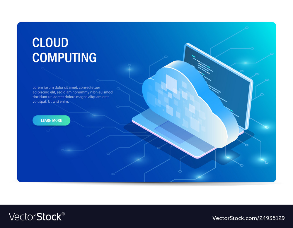 Cloud computing isometric concept laptop Vector Image