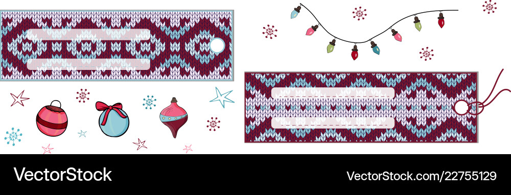 Horizontal rectangular labels with jacquard Vector Image