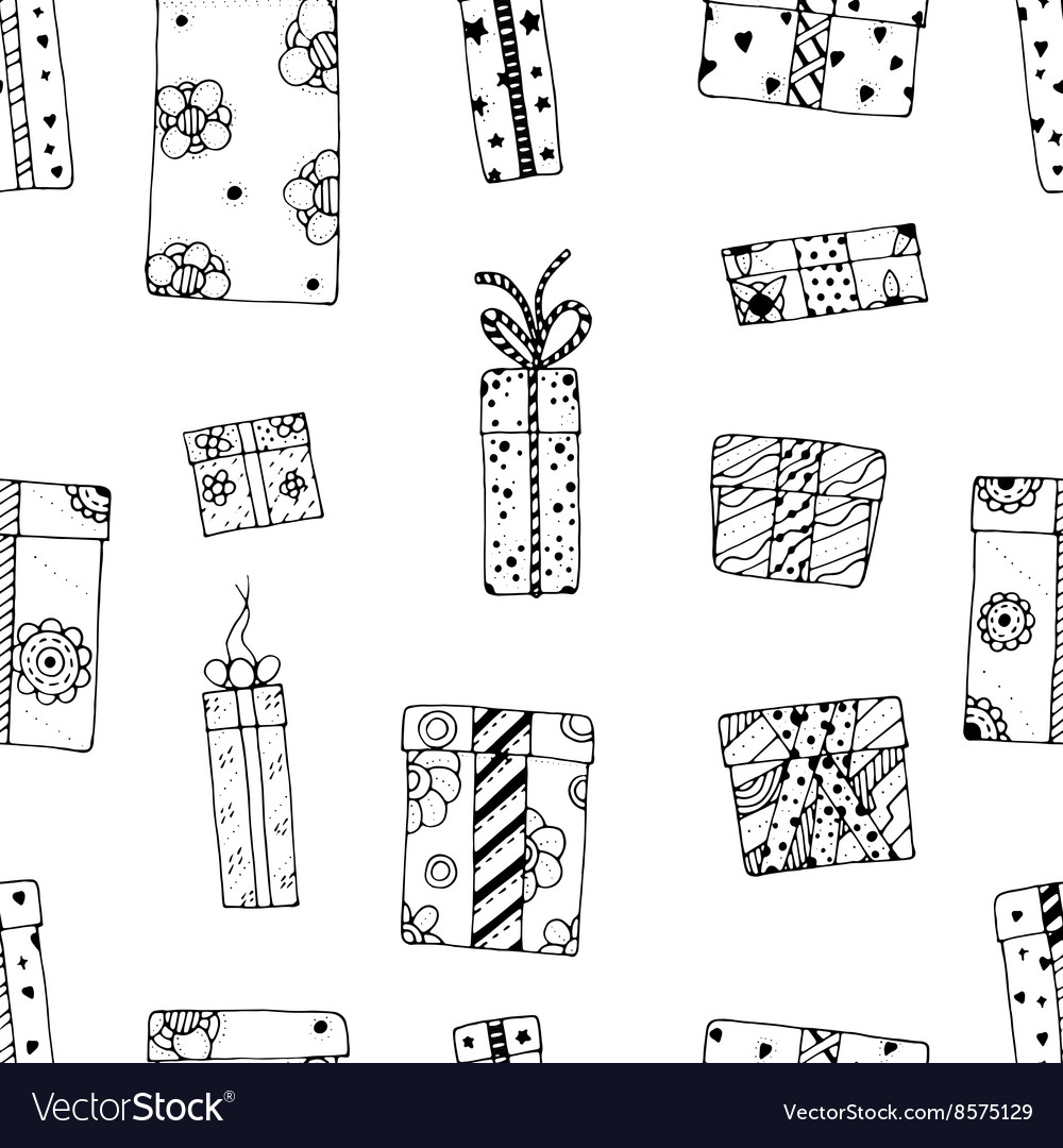 Seamless texture gift boxes Royalty Free Vector Image