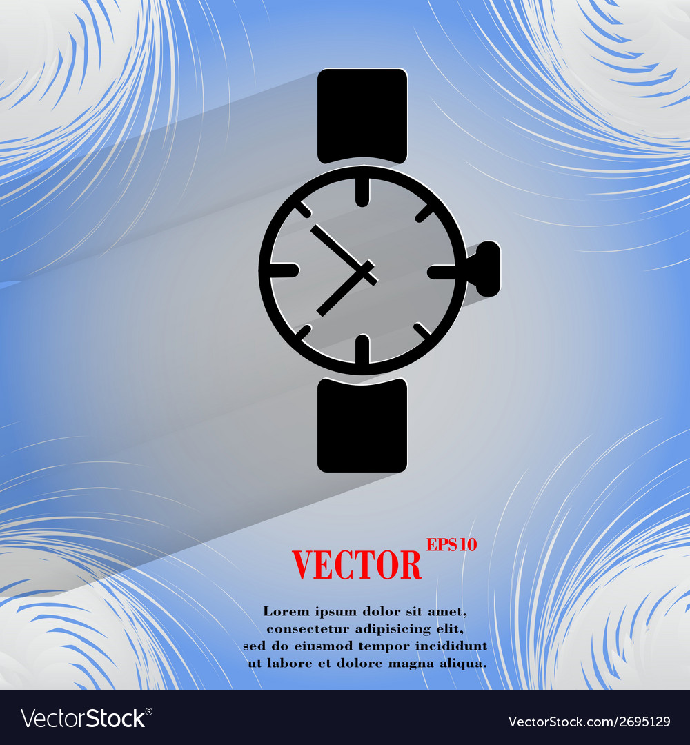 Watchclock flat modern web button Royalty Free Vector Image