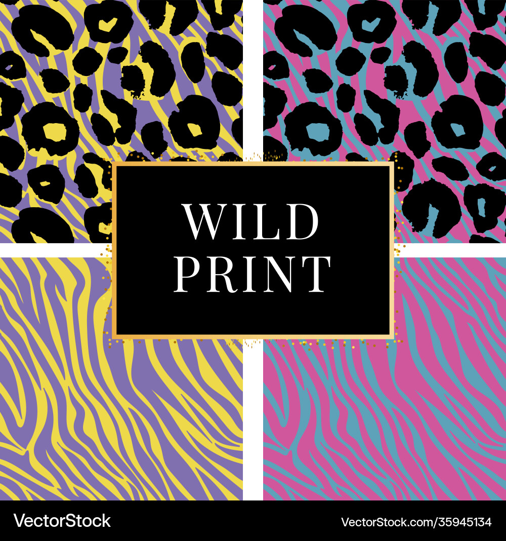 A collection four different animal wild print Vector Image