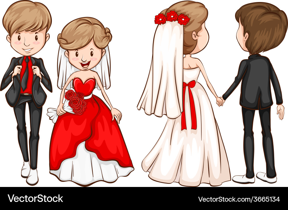 A front and back view of married couple Royalty Free Vector