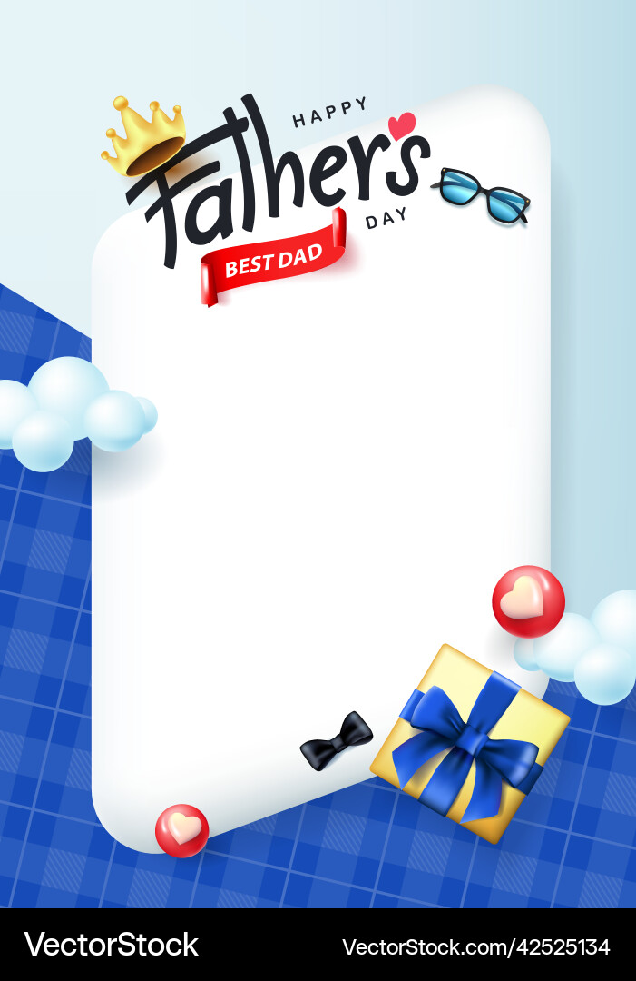 Fathers day card with copy space on blue Vector Image