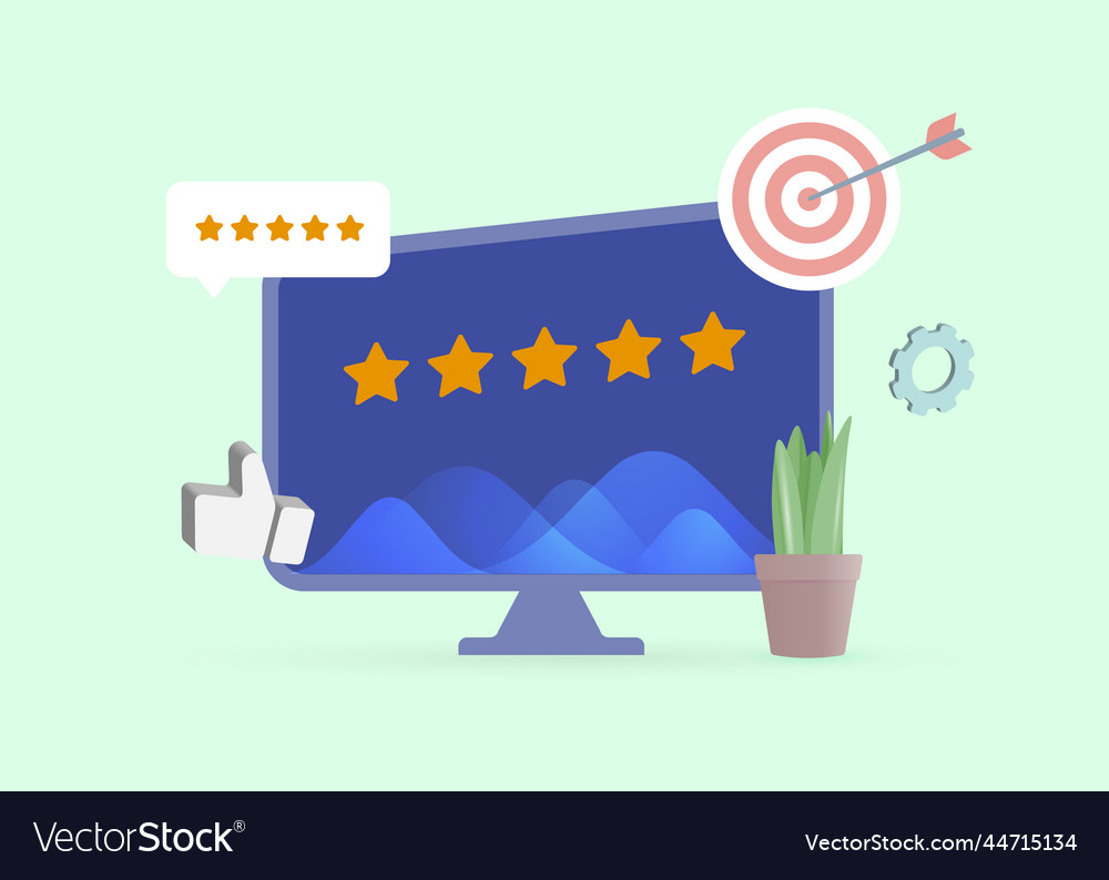 Giving five star feedback customer satisfaction Vector Image Giving five star feedback customer satisfaction Vector Image