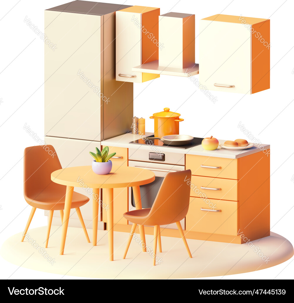 Kitchen with dining table Royalty Free Vector Image
