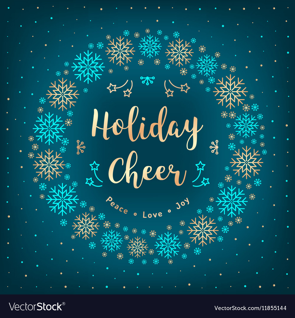Christmas holiday cheer card wreath Royalty Free Vector