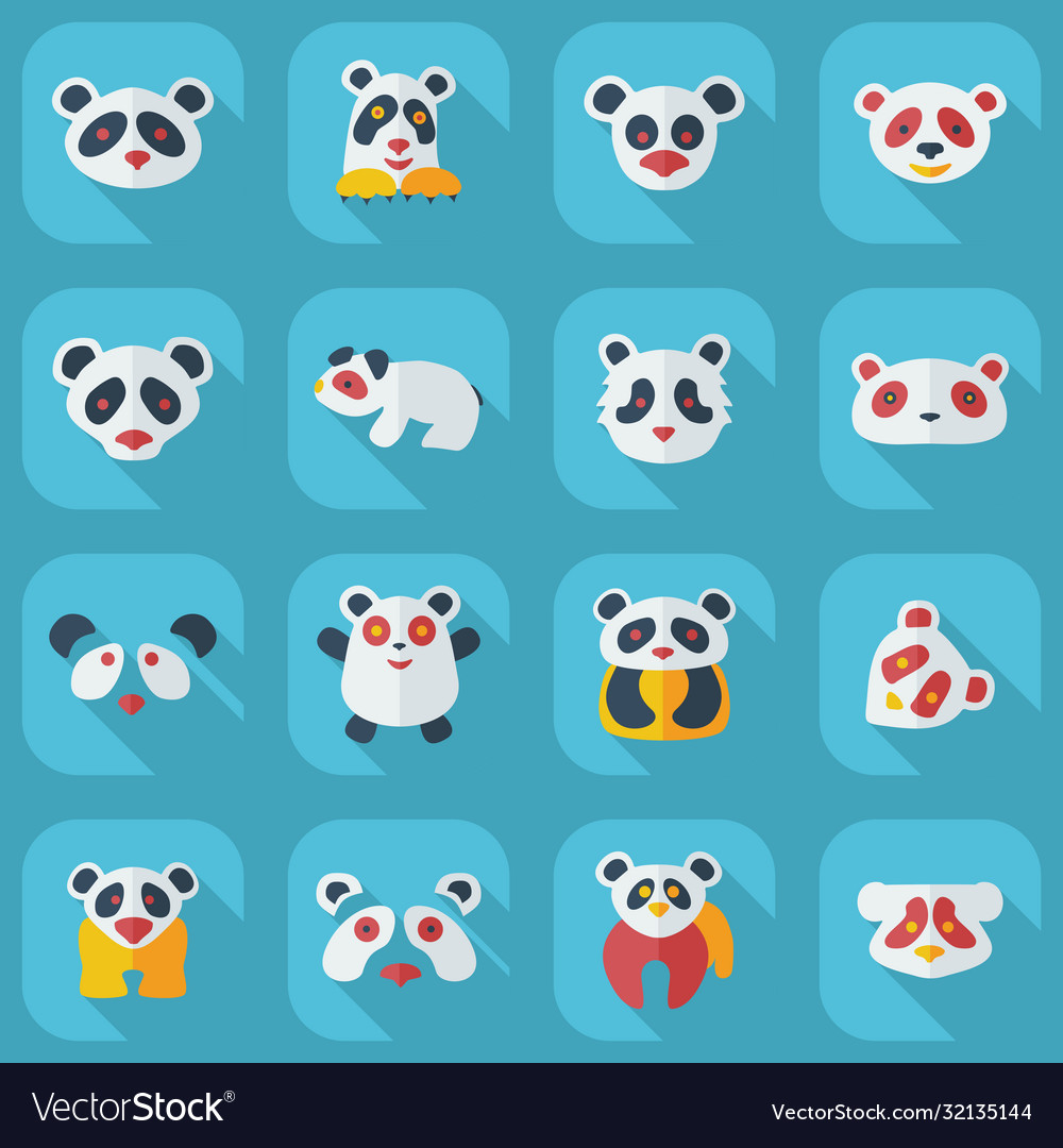 Flat concept set modern design with shadow pandas Vector Image