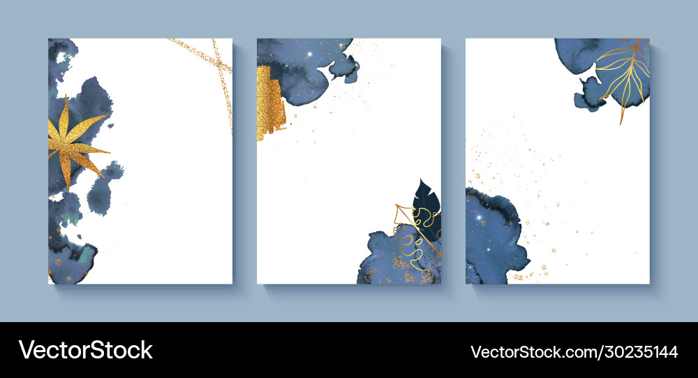 Watercolor Blue Card Set Royalty Free Vector Image