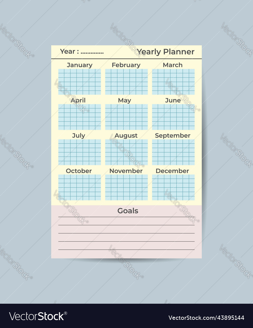 Yearly planner template minimalist planners Vector Image Yearly planner template minimalist planners Vector Image