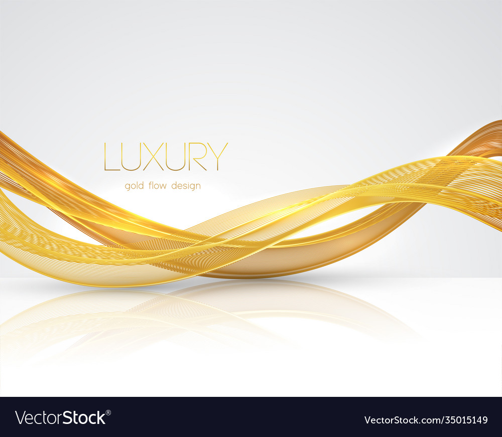 Abstract shiny color gold wave design element Vector Image