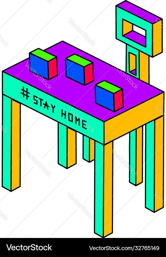 Cubes on table white background Royalty Free Vector Image