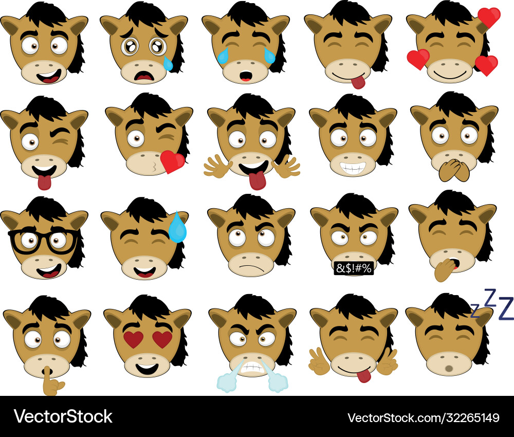 Face horse expressions Royalty Free Vector Image