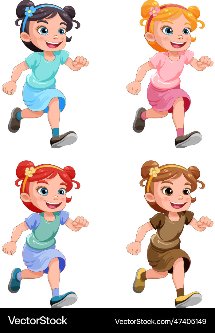 Running girl cartoon character Royalty Free Vector Image