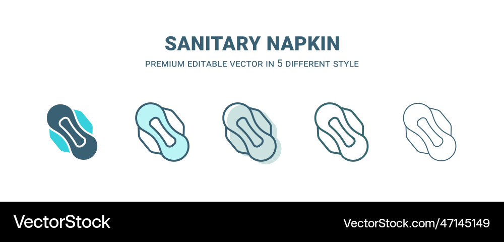 Sanitary napkin icon in 5 different style outline Vector Image