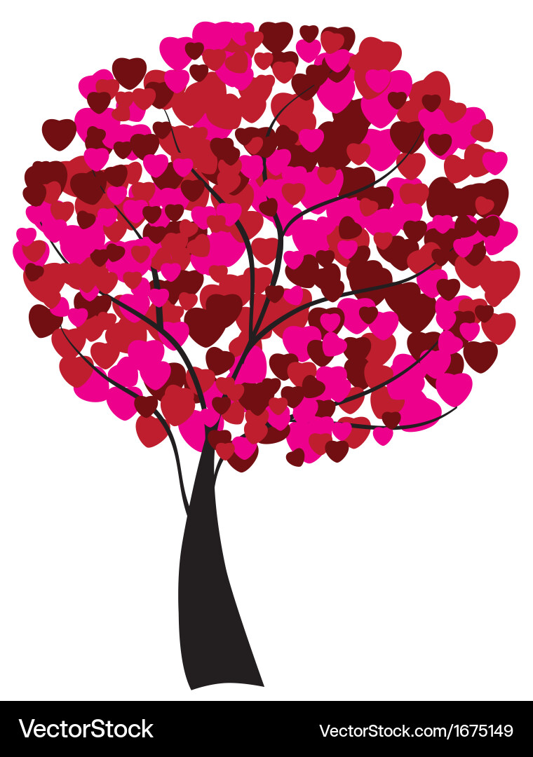 Tree with hearts Royalty Free Vector Image - VectorStock