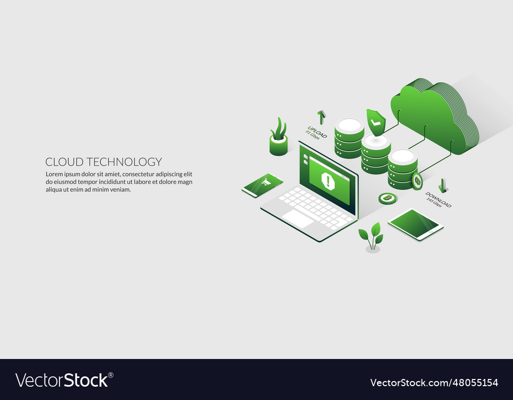 3d Cloud Computing And Data Storage Isometric Vector Image