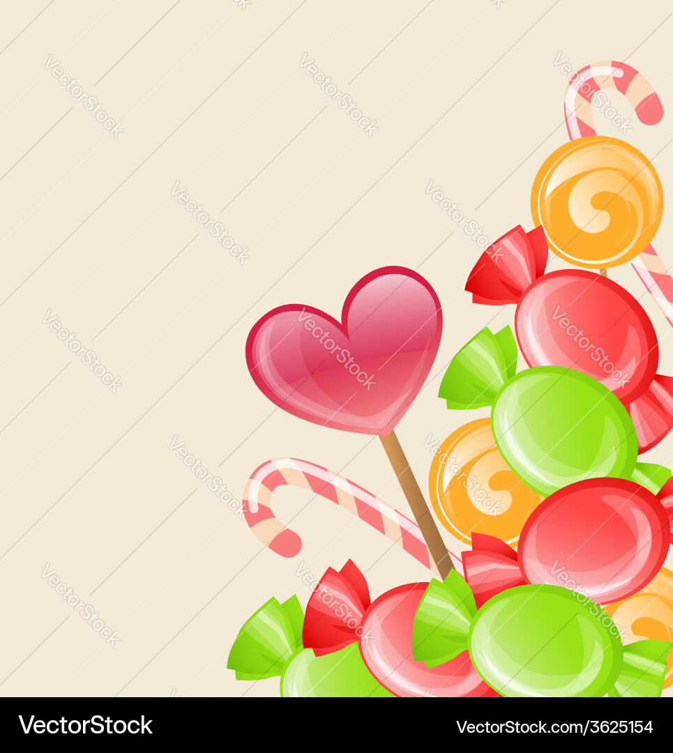 Holiday background with red and green candy Vector Image