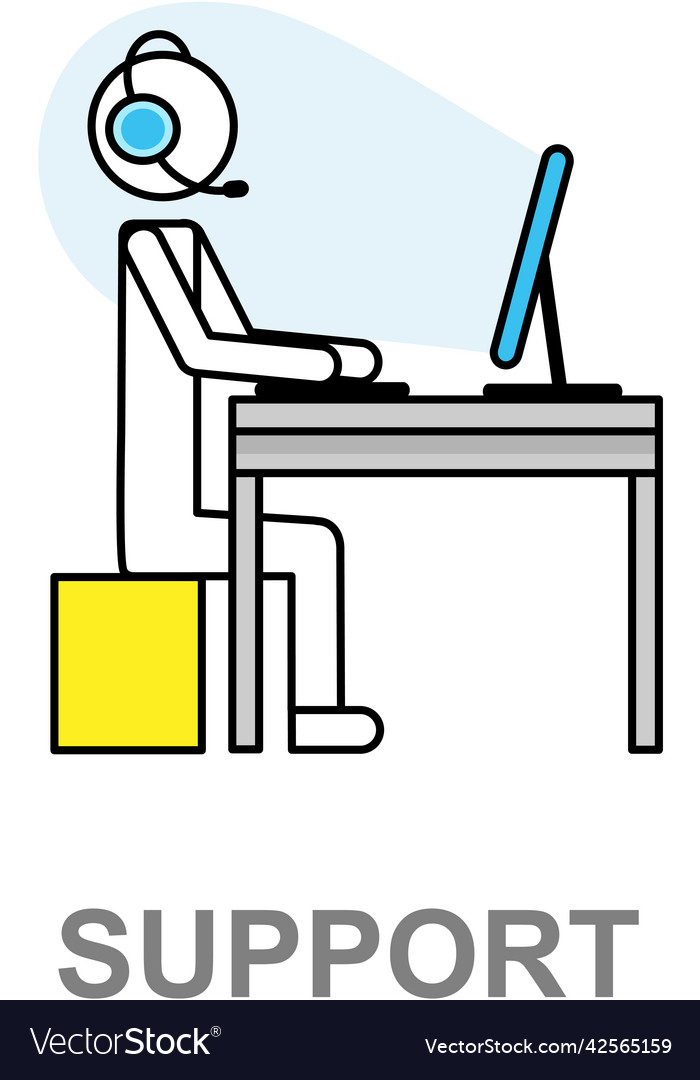 Support worker operator with headset working Vector Image