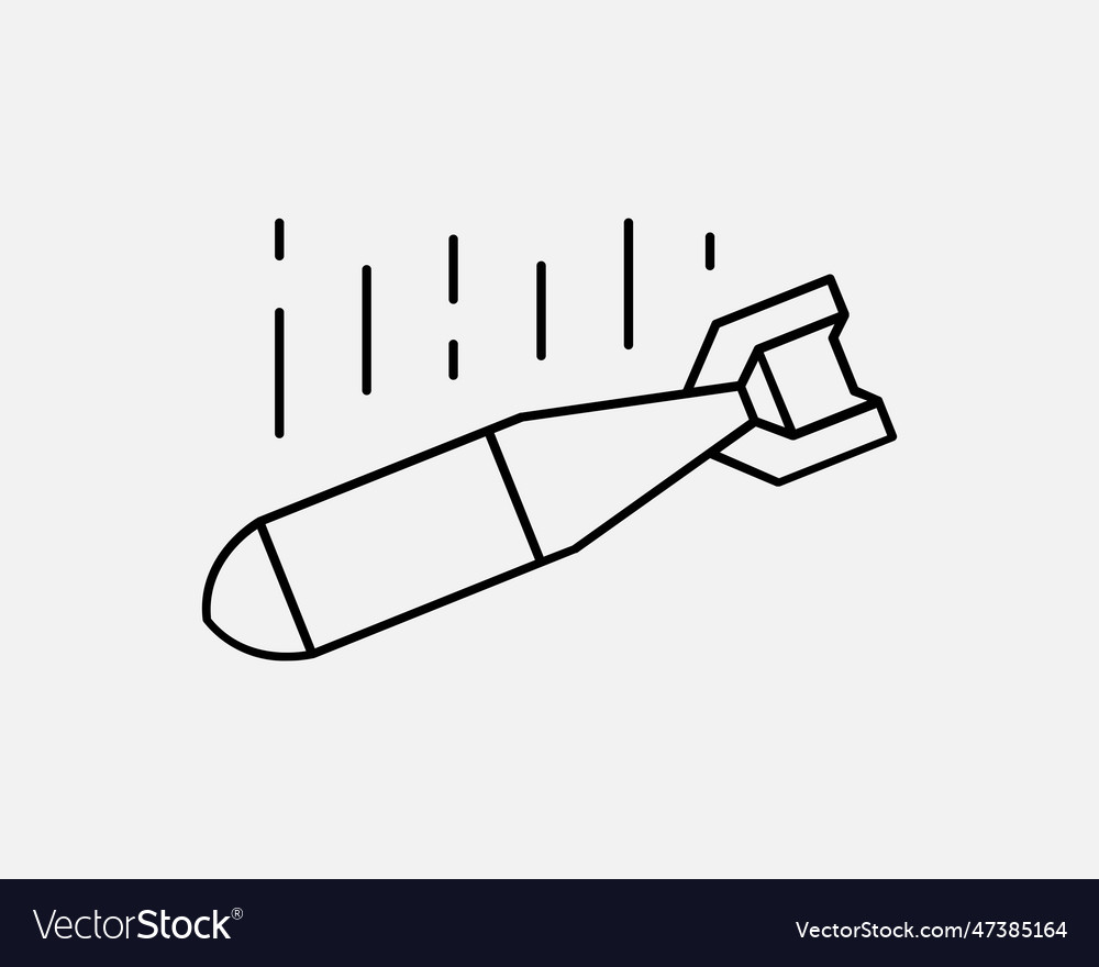 Bomb falling line icon Royalty Free Vector Image