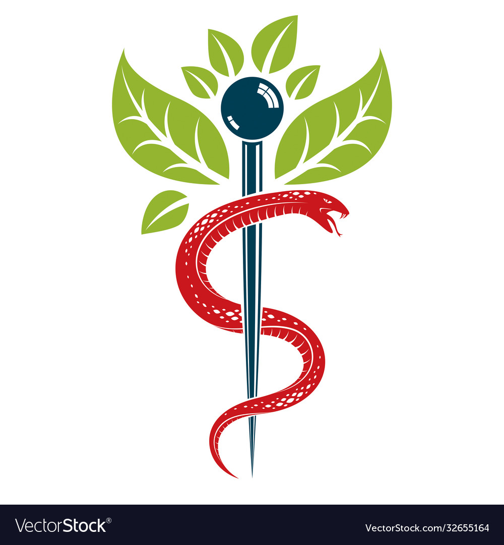 Caduceus symbol healthcare conceptual homeopathy Vector Image Caduceus symbol healthcare conceptual homeopathy Vector Image
