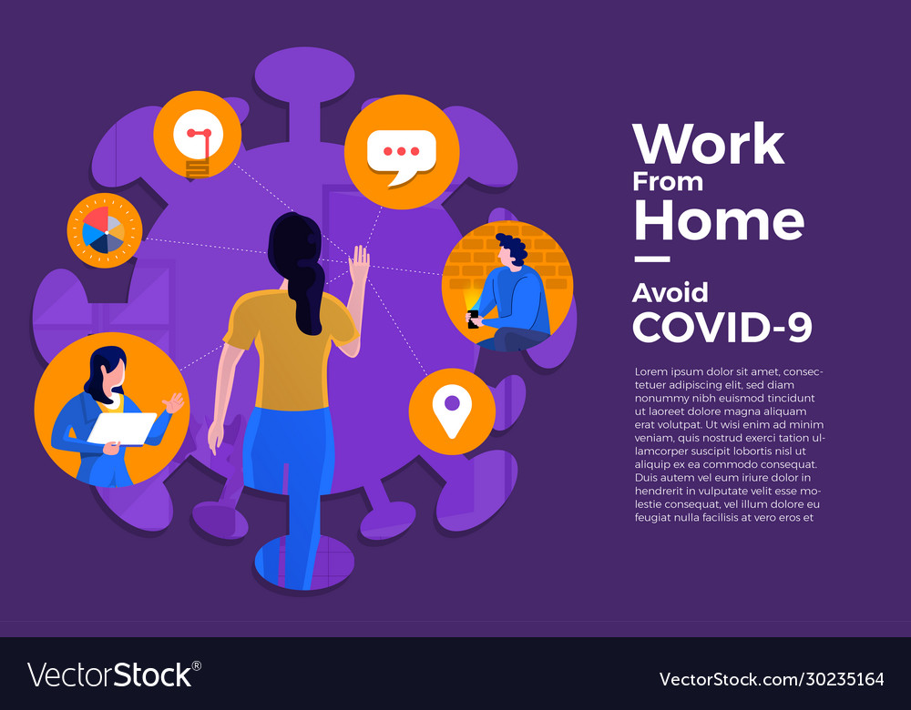 Covid-19 work from home 02 Royalty Free Vector Image