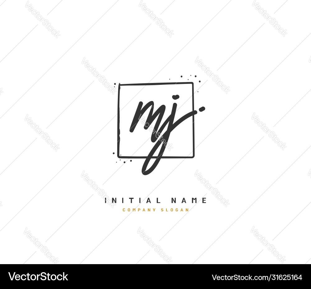 M j mj beauty initial logo handwriting Royalty Free Vector