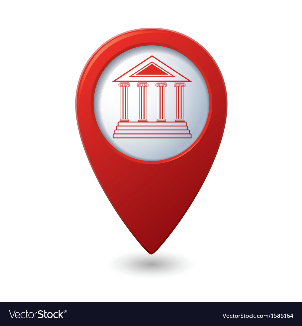 Museum icon red map pointer Royalty Free Vector Image