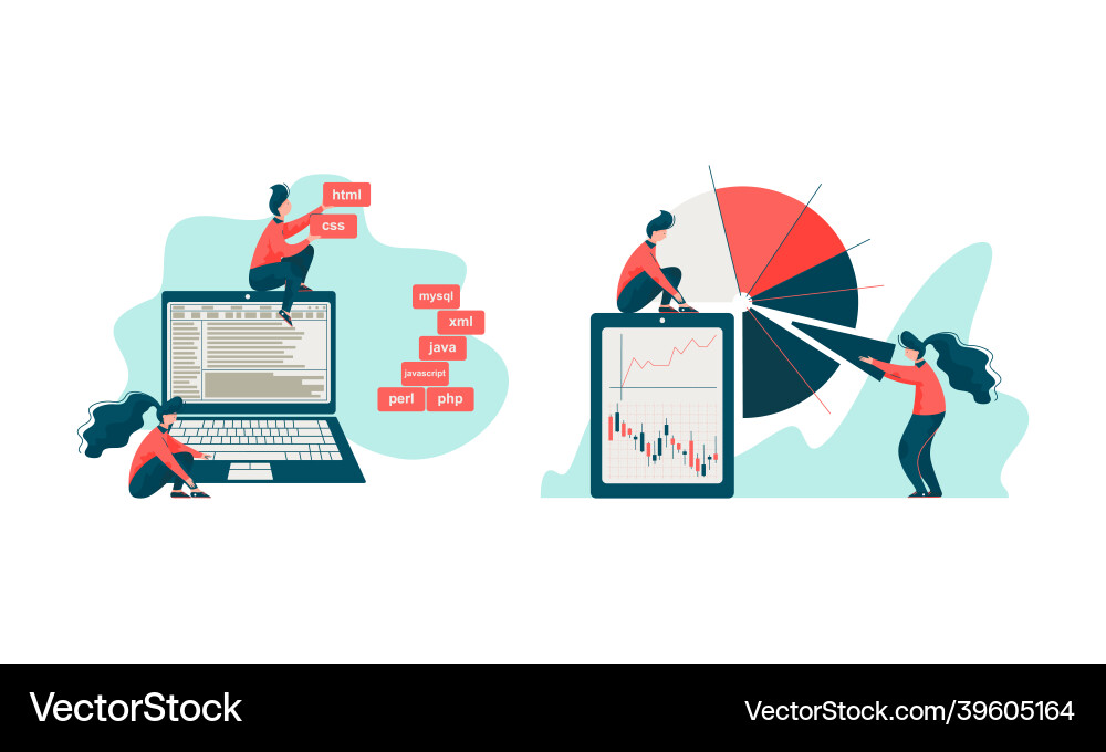 Project team engineering interface writing code Vector Image