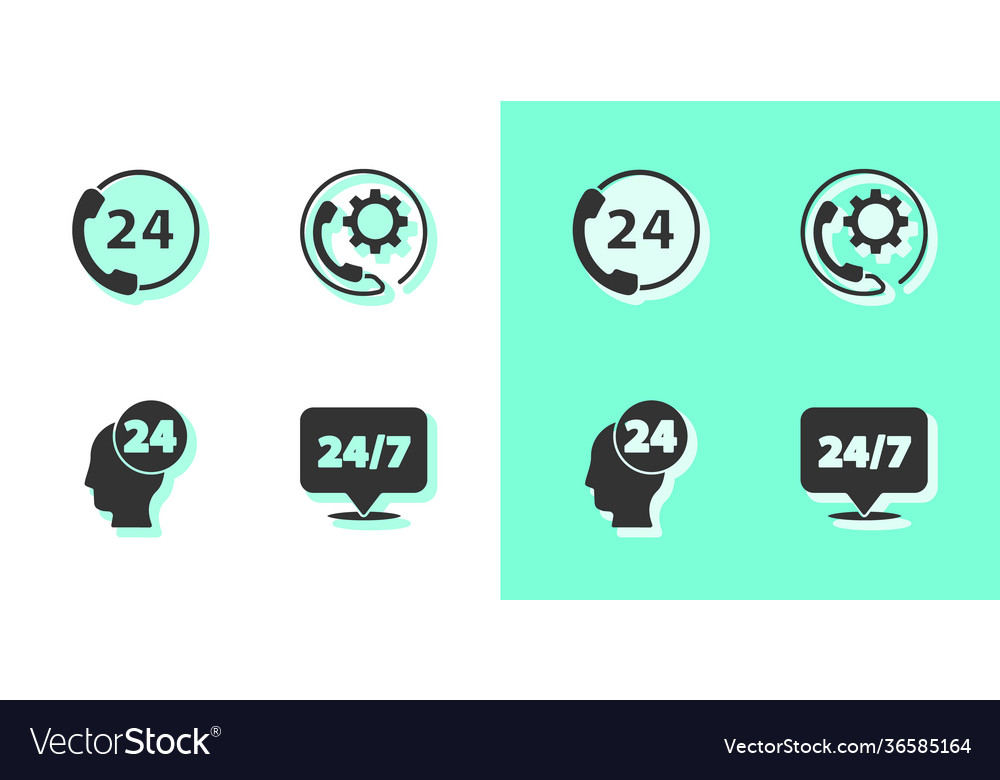 Set clock 24 hours telephone support support Vector Image Set clock 24 hours telephone support support Vector Image